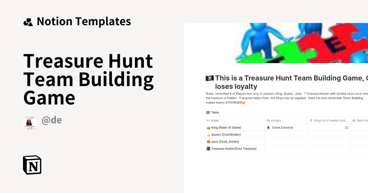 Treasure Hunt Team Building Game Template | Notion Marketplace