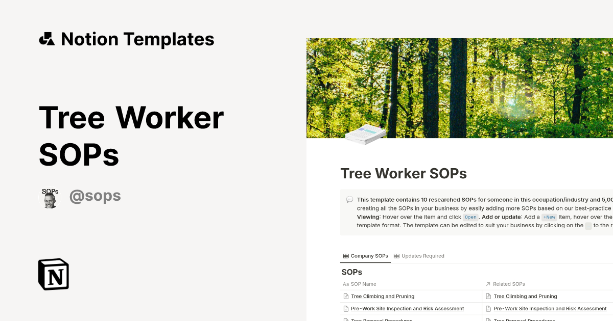 Tree Worker SOPs Template | Notion Marketplace