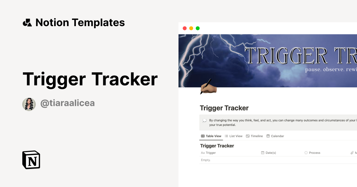 Trigger Tracker Template | Notion Marketplace