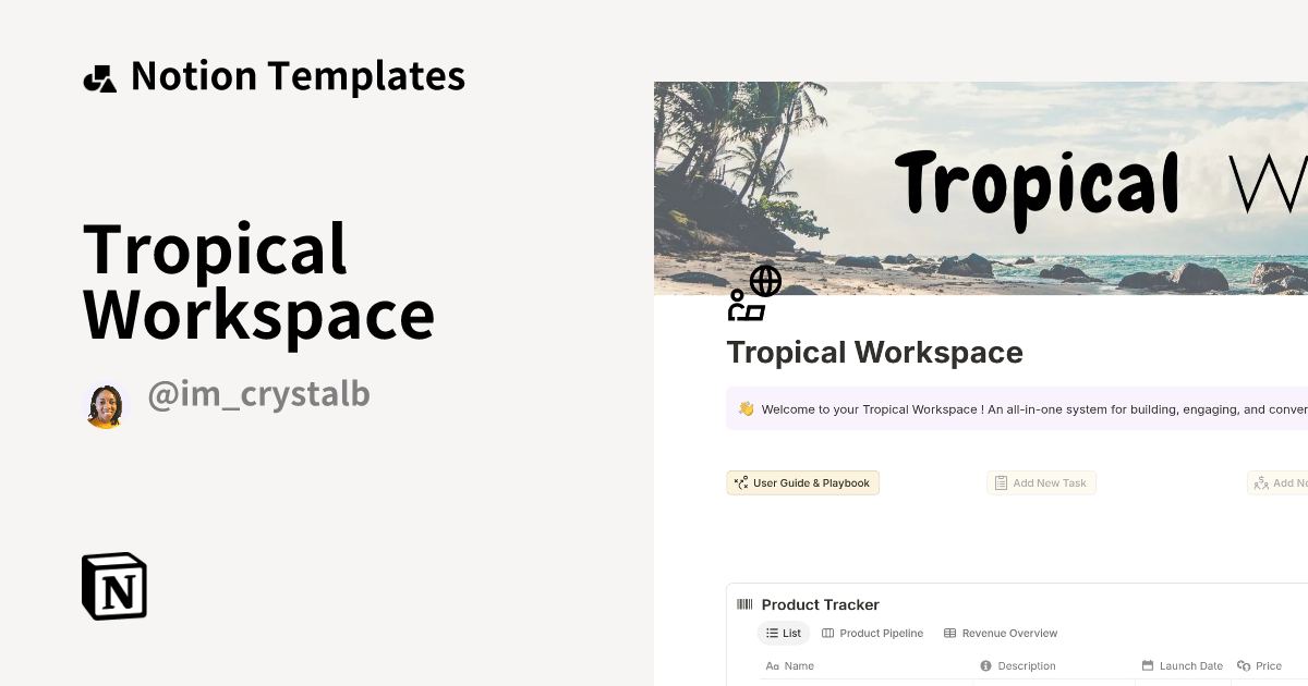 Tropical Workspace Template | Notion Marketplace