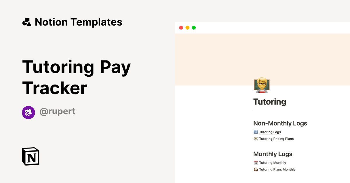 Tutoring Pay Tracker Template by Rupert Lowe | Notion Marketplace