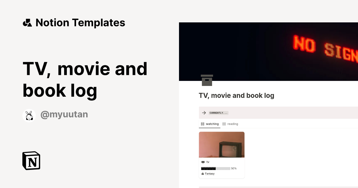 TV, movie and book log Template by bunny | Notion Marketplace
