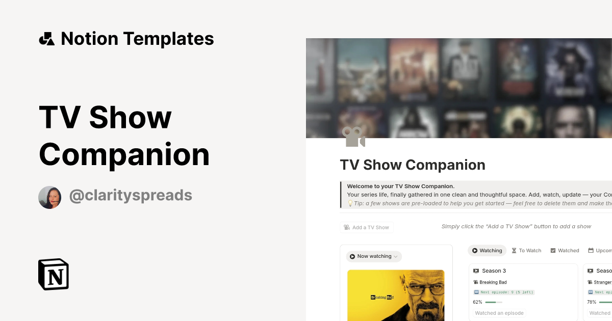 TV Show Companion Template | Notion Marketplace