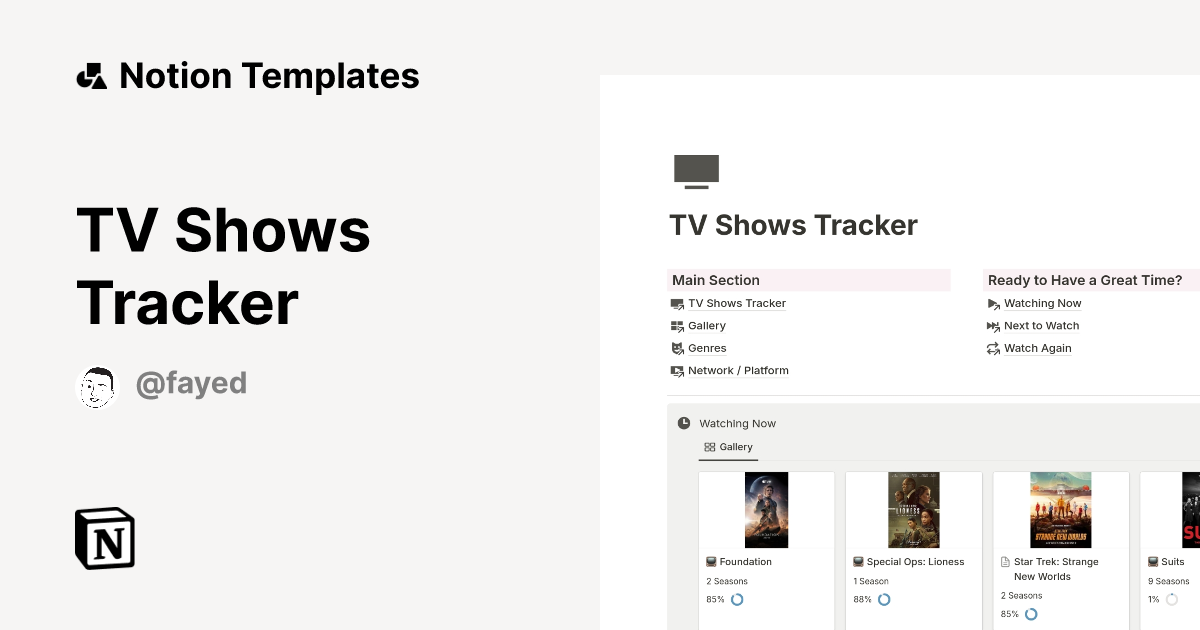 TV Shows Tracker Template by Fayed | Notion Marketplace