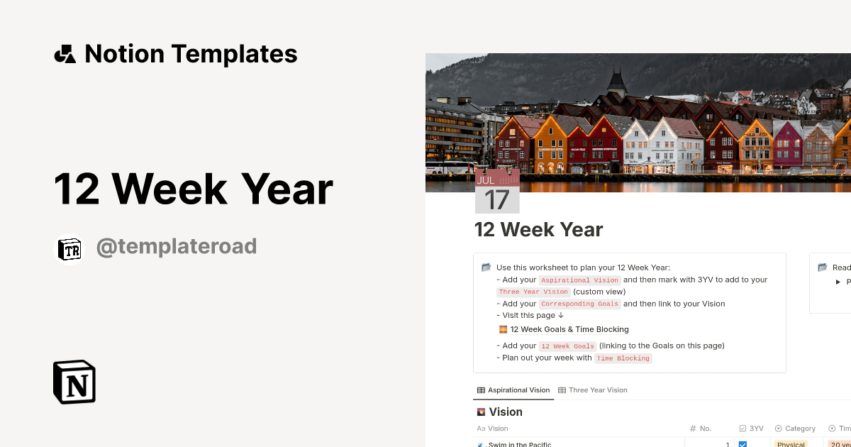 12 Week Year Template | Notion Marketplace