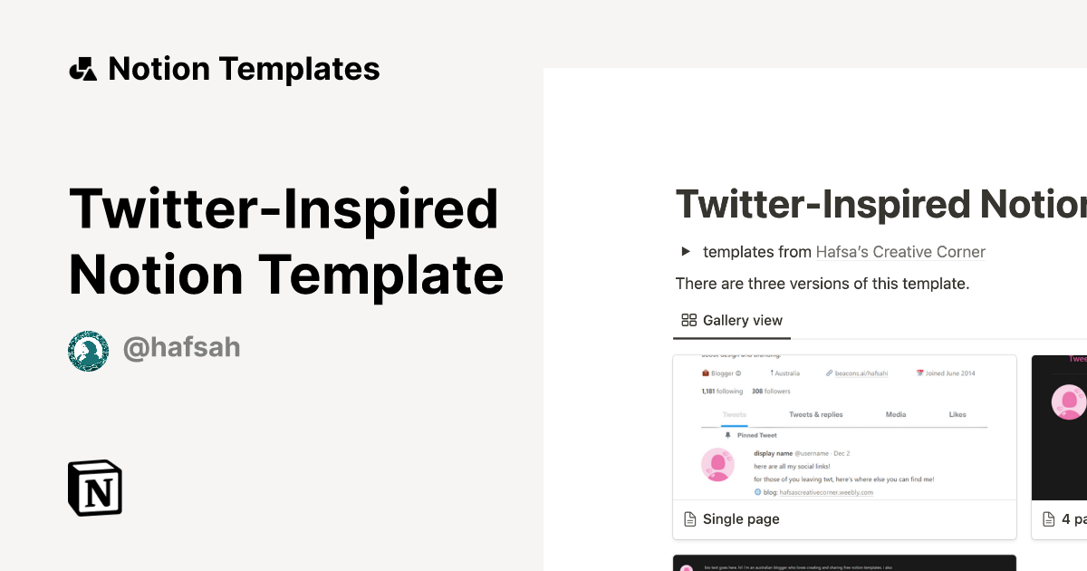 Twitter-Inspired Notion Template Template | Notion Marketplace