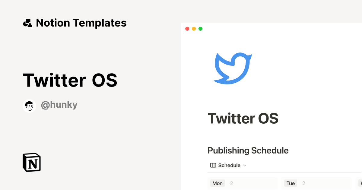 Twitter OS Template by Hunky | Notion Marketplace