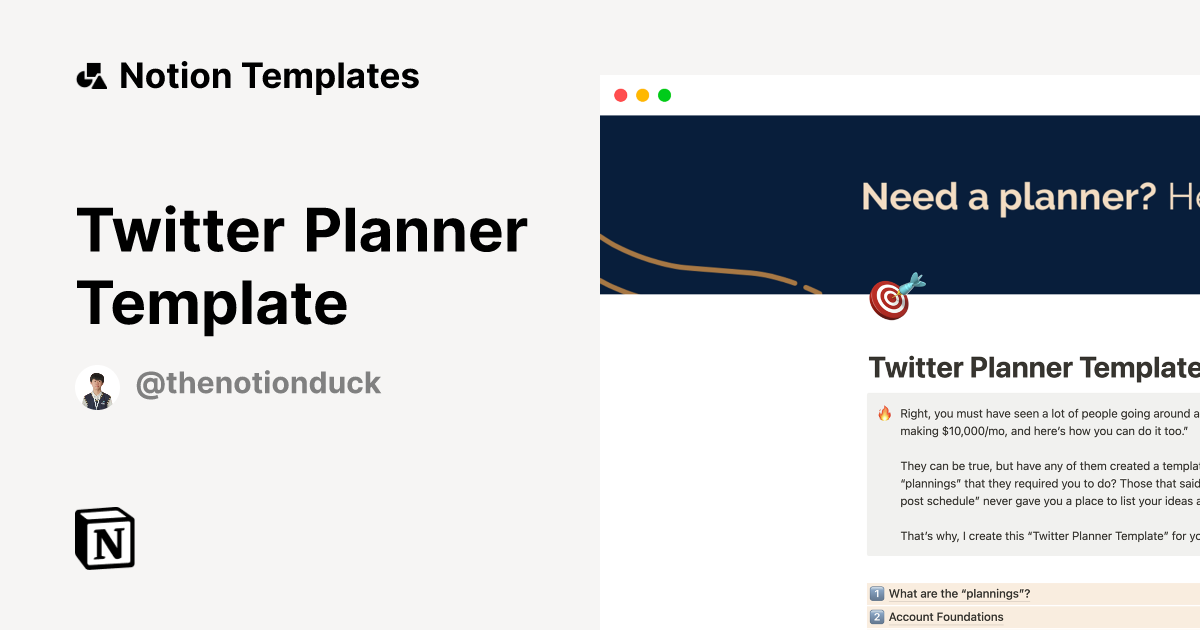Twitter Planner Template Template | Notion Marketplace