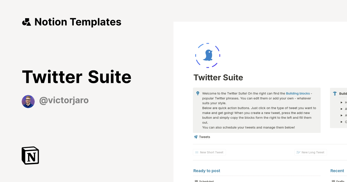 Twitter Suite Template by Victor Jaro | Notion Marketplace