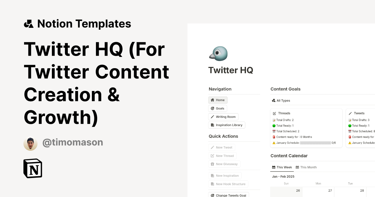Twitter HQ (For Twitter Content Creation & Growth) Template by Timo ...