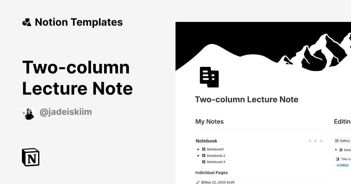Two-column Lecture Note Template | Notion Marketplace