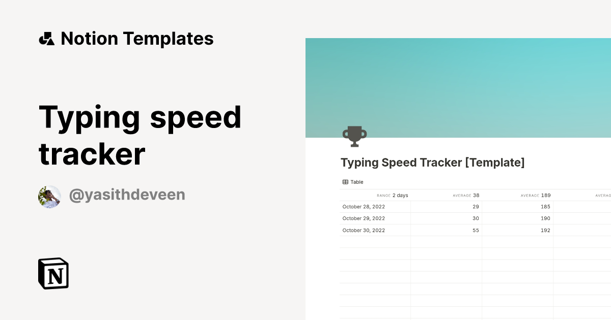 Typing speed tracker Template | Notion Marketplace