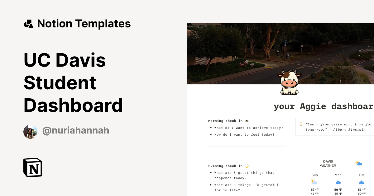 UC Davis Student Dashboard Template | Notion Marketplace