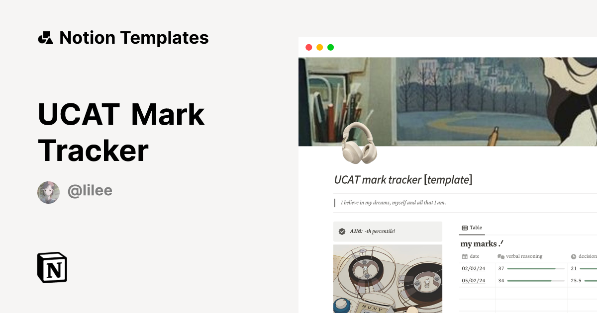 UCAT Mark Tracker Template | Notion Marketplace