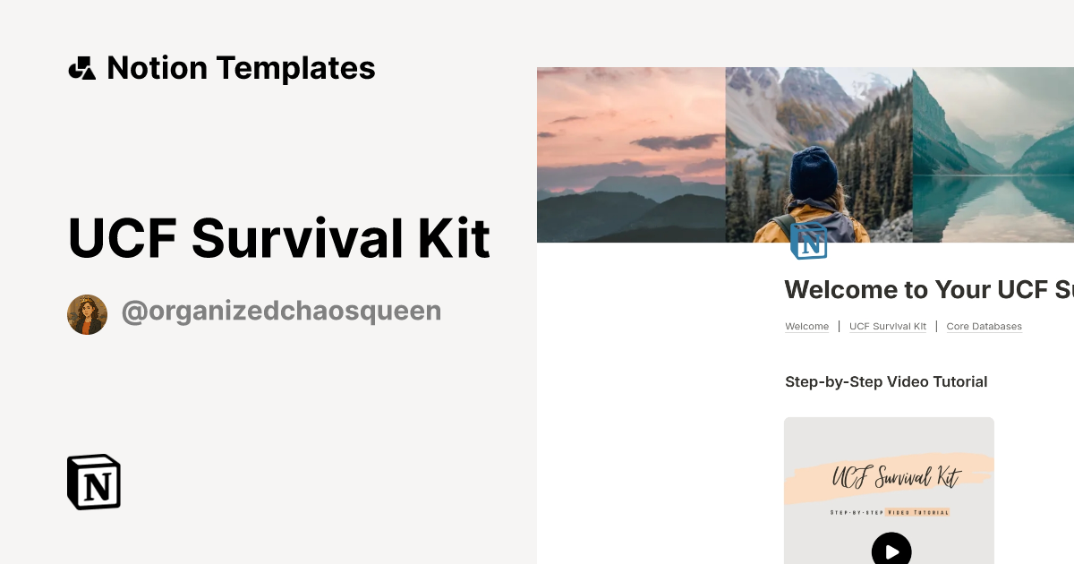 UCF Survival Kit Template by Organized Chaos Queen | Notion Marketplace
