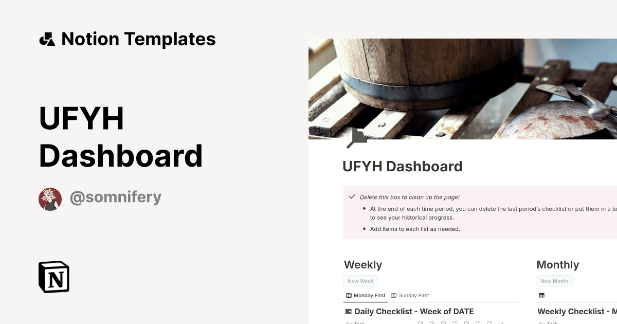 UFYH Dashboard Template | Notion Marketplace