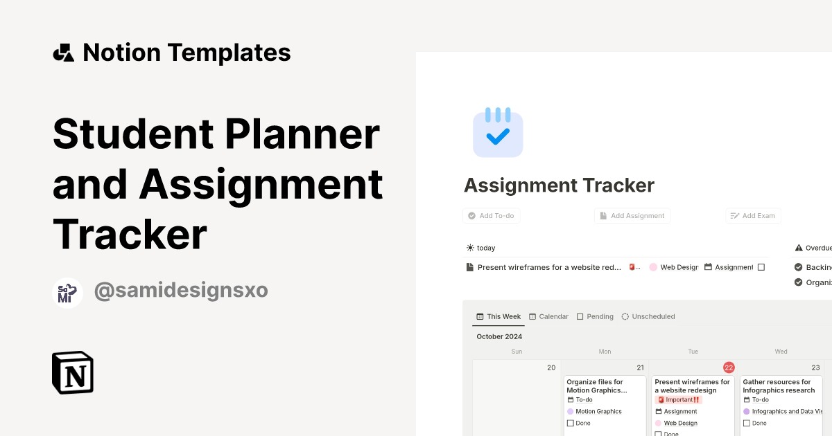 Student Planner and Assignment Tracker Template | Notion Marketplace