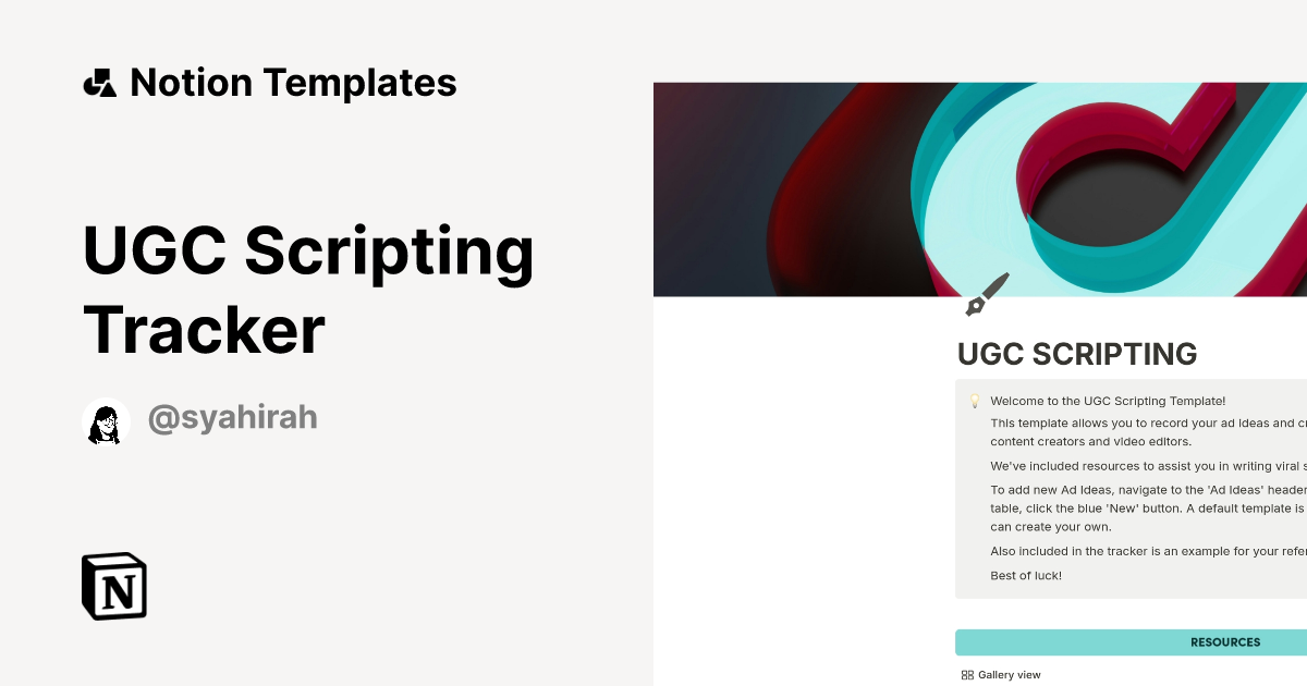 UGC Scripting Tracker Template | Notion Marketplace