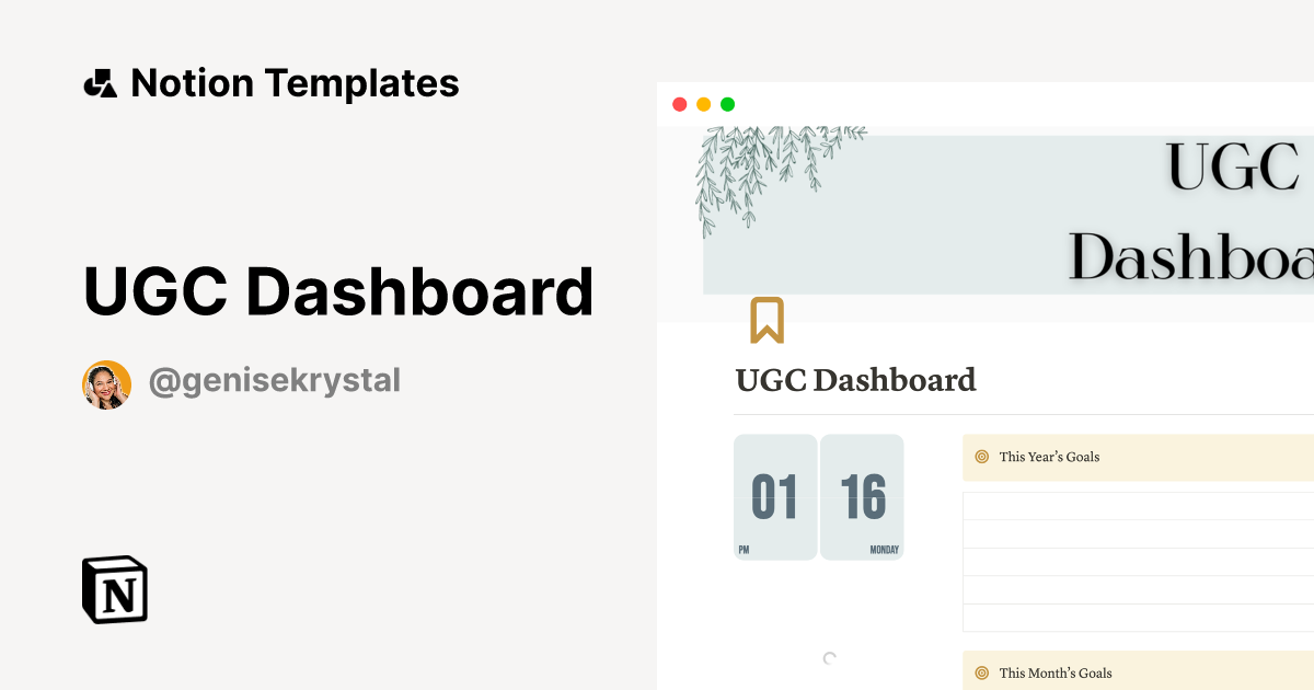 UGC Dashboard Template | Notion Marketplace