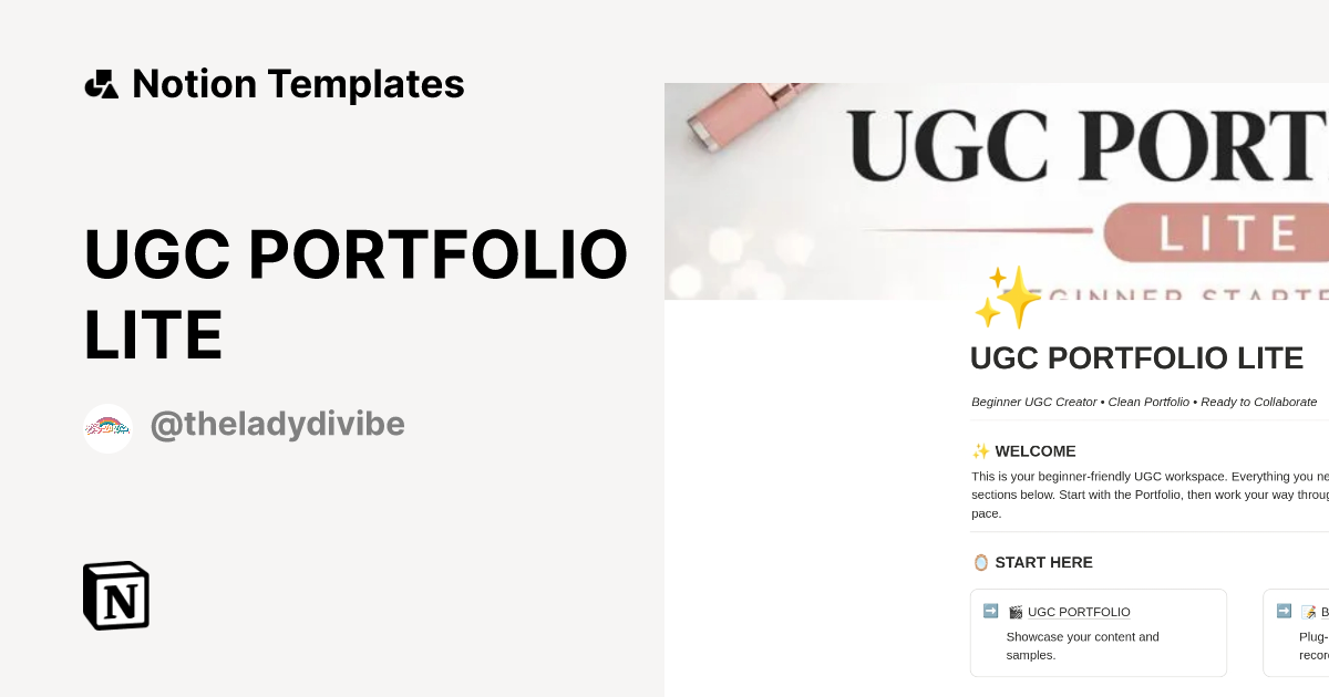 UGC PORTFOLIO LITE Template | Notion Marketplace