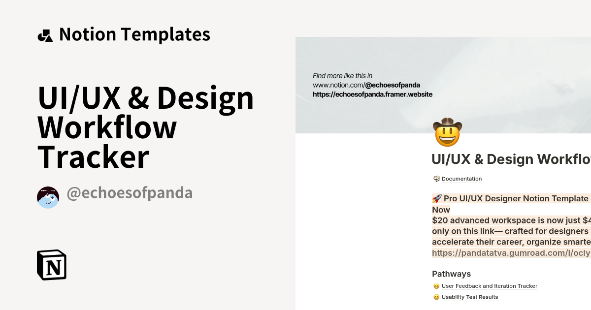 UI/UX & Design Workflow Tracker Template by Echoes of Panda🐼 | Notion ...