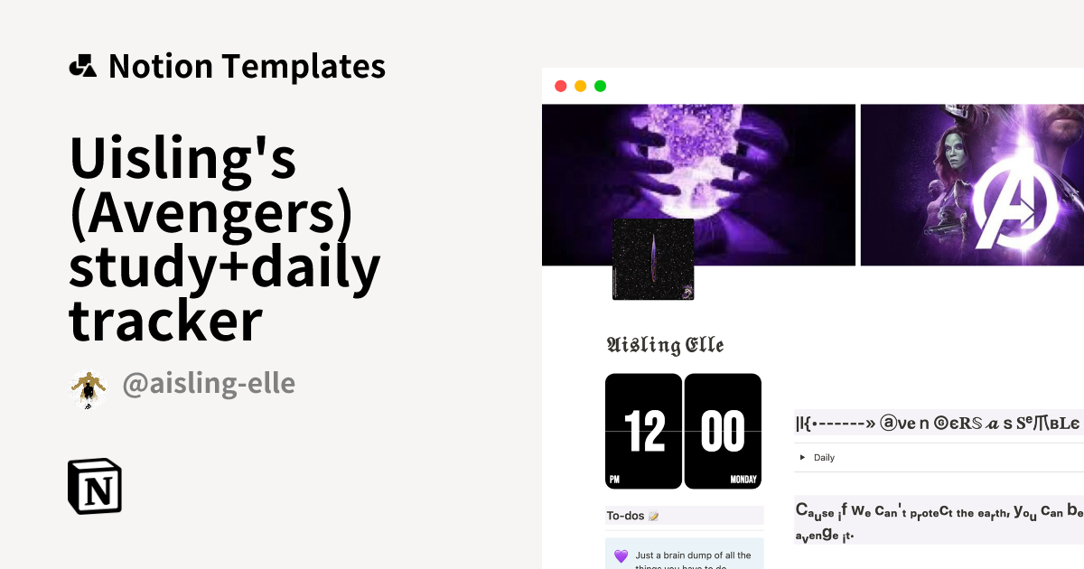 Uisling's (Avengers) study+daily tracker Template by Aisling_Elle ...