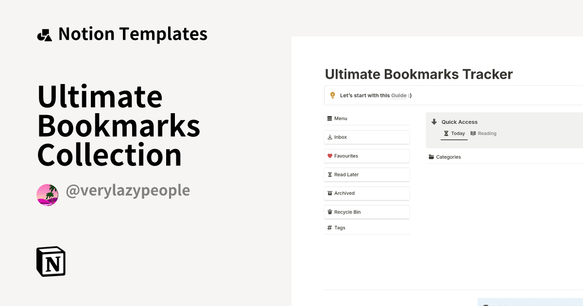 Ultimate Bookmarks Collection Template by VELAPE | Notion Marketplace