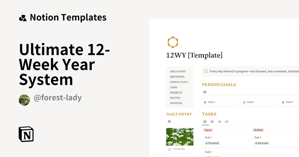 Ultimate 12-Week Year System Template by Mae | Notion Marketplace