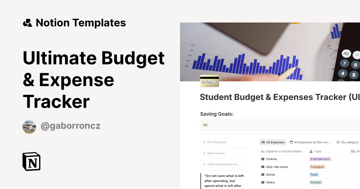Ultimate Budget & Expense Tracker Template | Notion Marketplace