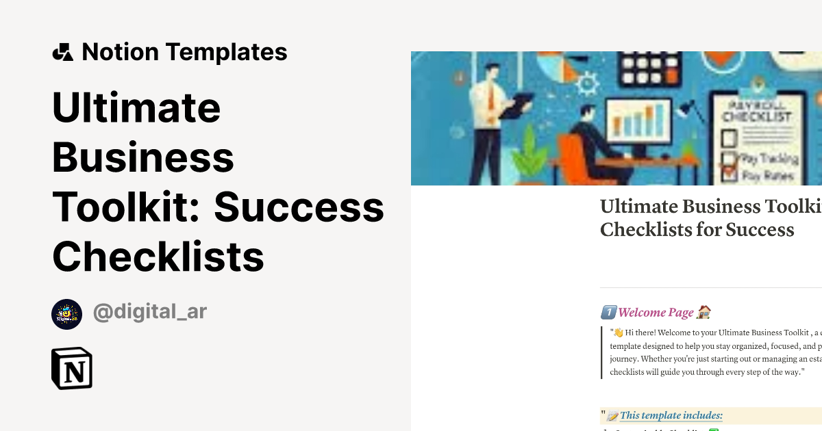 Ultimate Business Toolkit: Success Checklists Template | Notion Marketplace