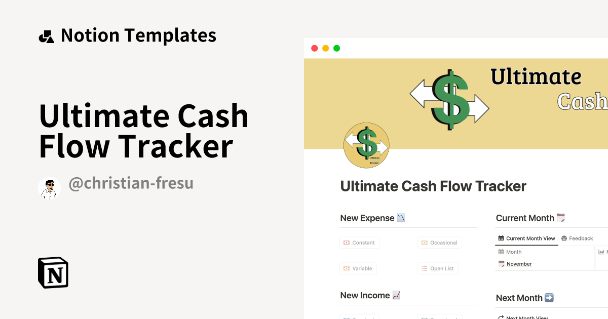 Ultimate Cash Flow Tracker Template by Christian Fresu (Christian's ...
