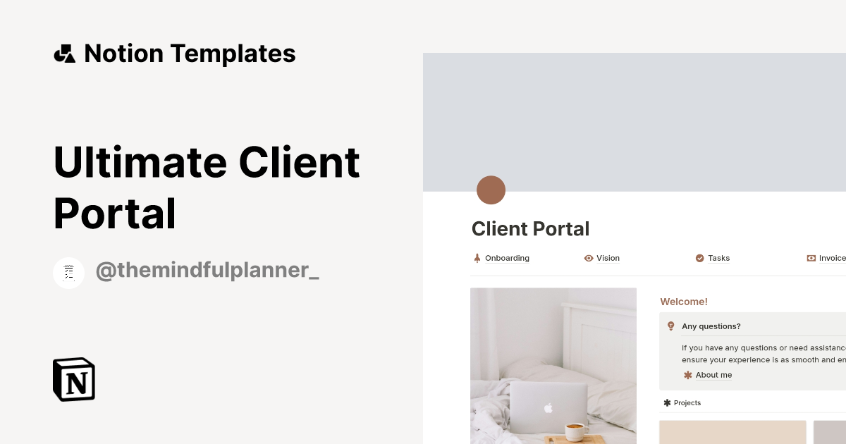 Ultimate Client Portal Template by The Mindful Planner | Notion Marketplace