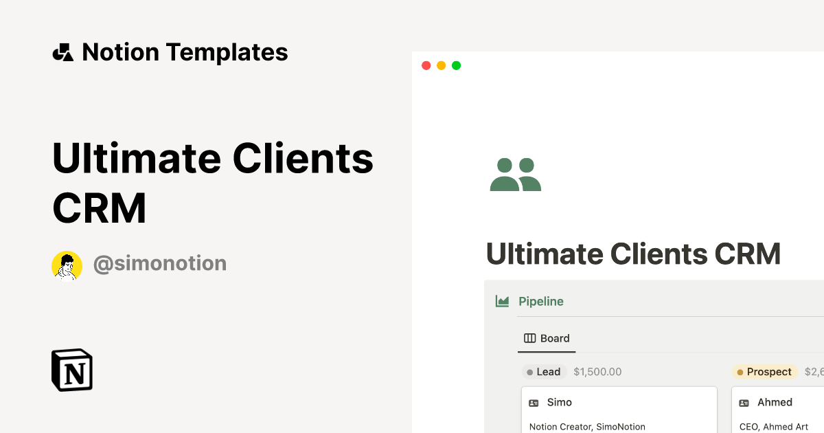 Ultimate Clients CRM Template | Notion Marketplace