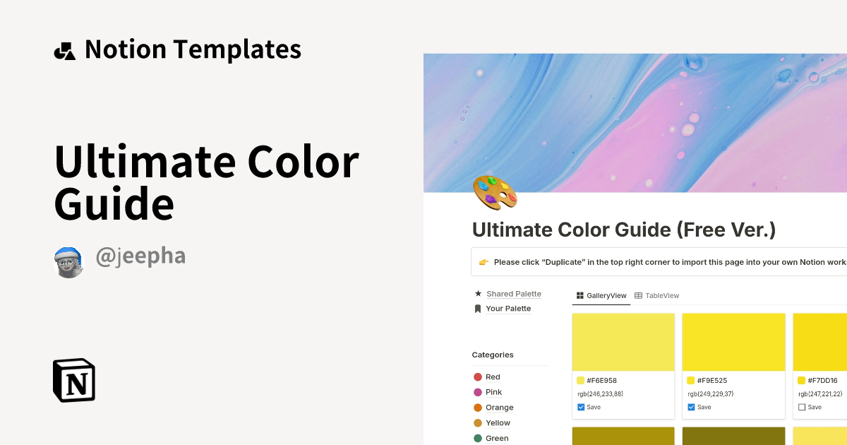 Ultimate Color Guide Template | Notion Marketplace
