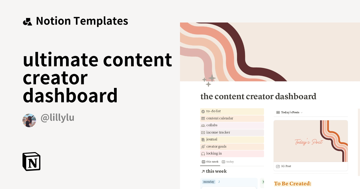ultimate content creator dashboard Template | Notion Marketplace
