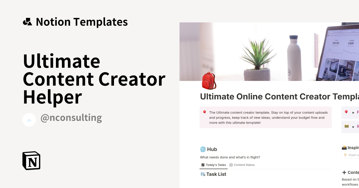 Ultimate Content Creator Helper Template by NConsulting | Notion ...