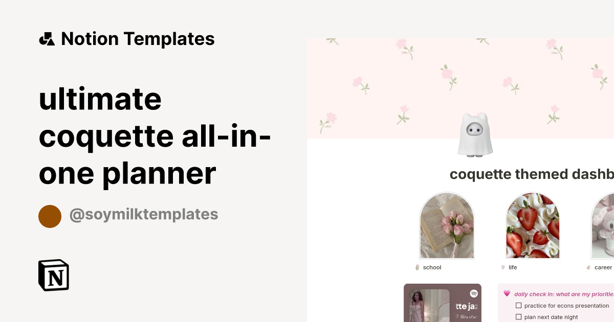 ultimate coquette all-in-one planner Template | Notion Marketplace