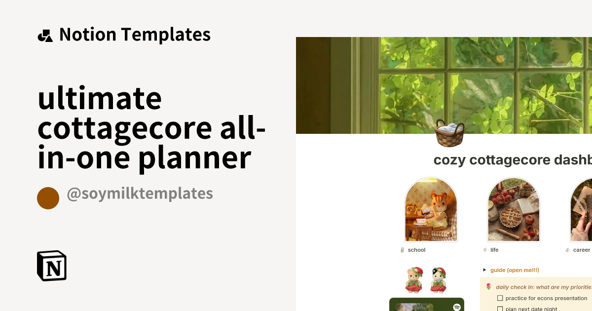 ultimate cottagecore all-in-one planner Template by liv | Notion ...