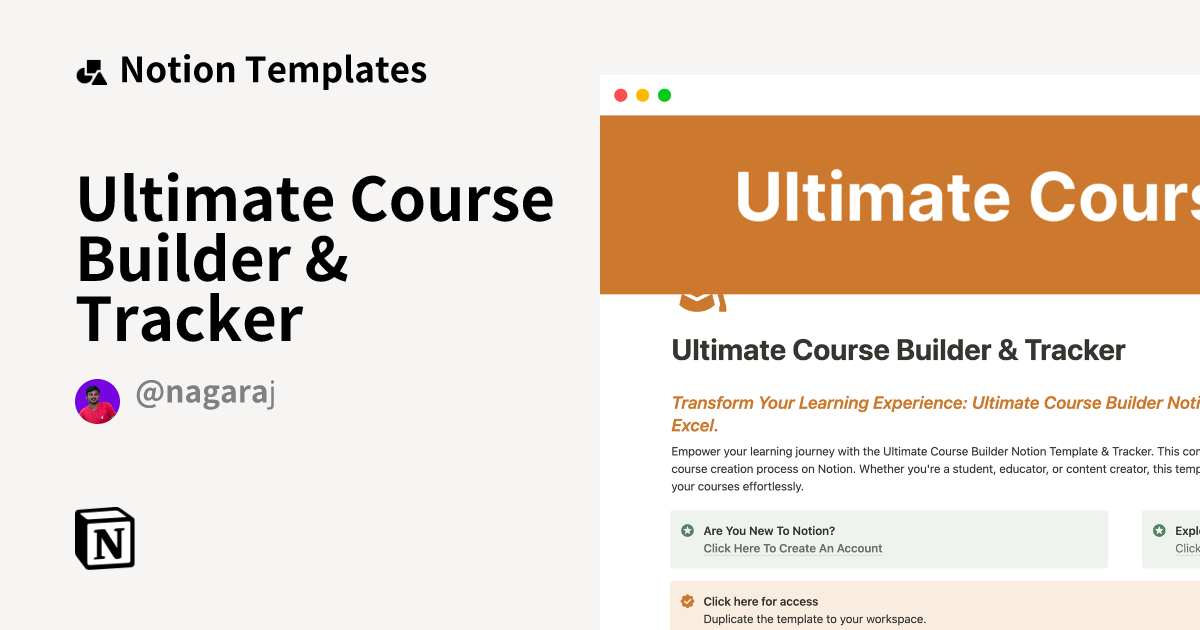 Ultimate Course Builder Tracker Template By Nagaraj Notion Marketplace