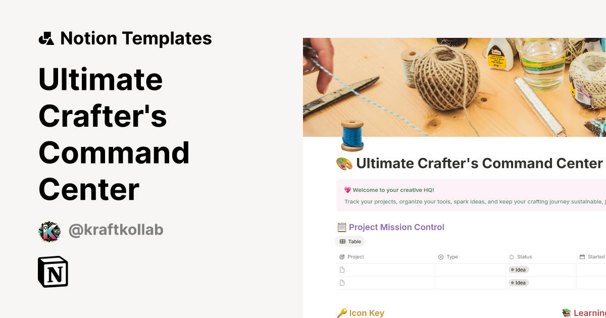 Ultimate Crafter's Command Center Template by Leslie | Notion Marketplace