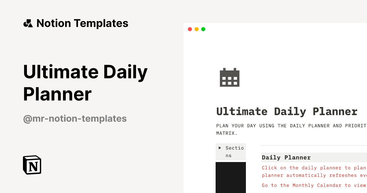 Ultimate Daily Planner Template | Notion Marketplace