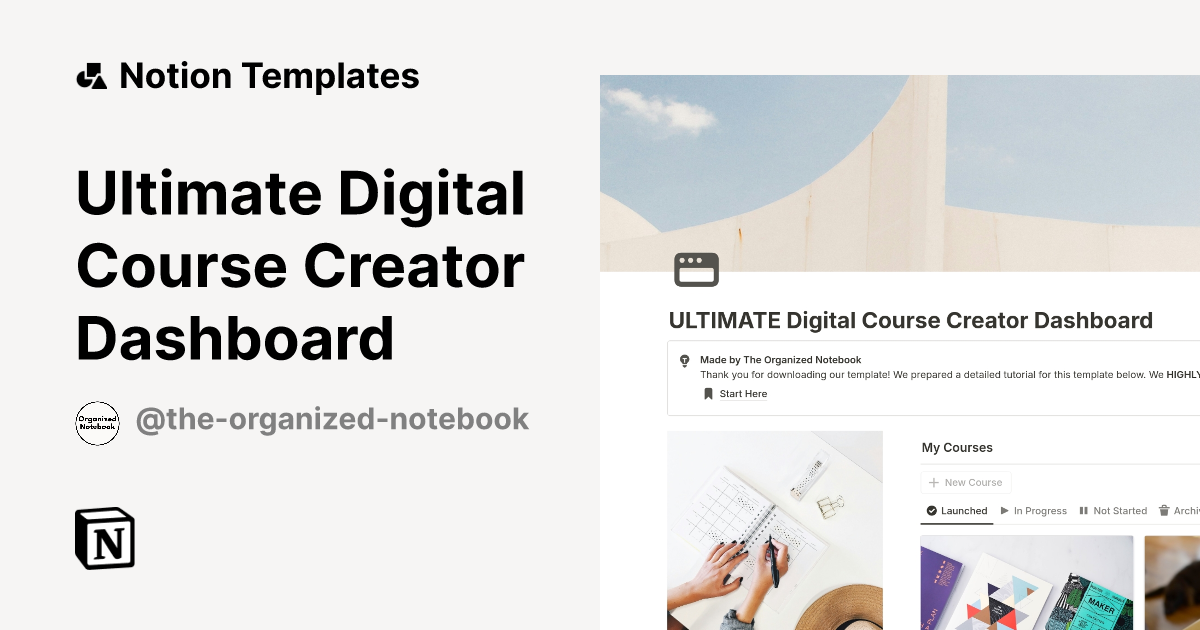 Ultimate Digital Course Creator Dashboard Template | Notion Marketplace