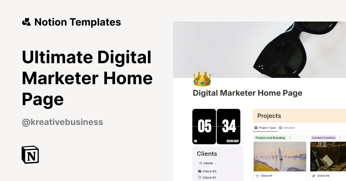 Ultimate Digital Marketer Home Page Template | Notion Marketplace