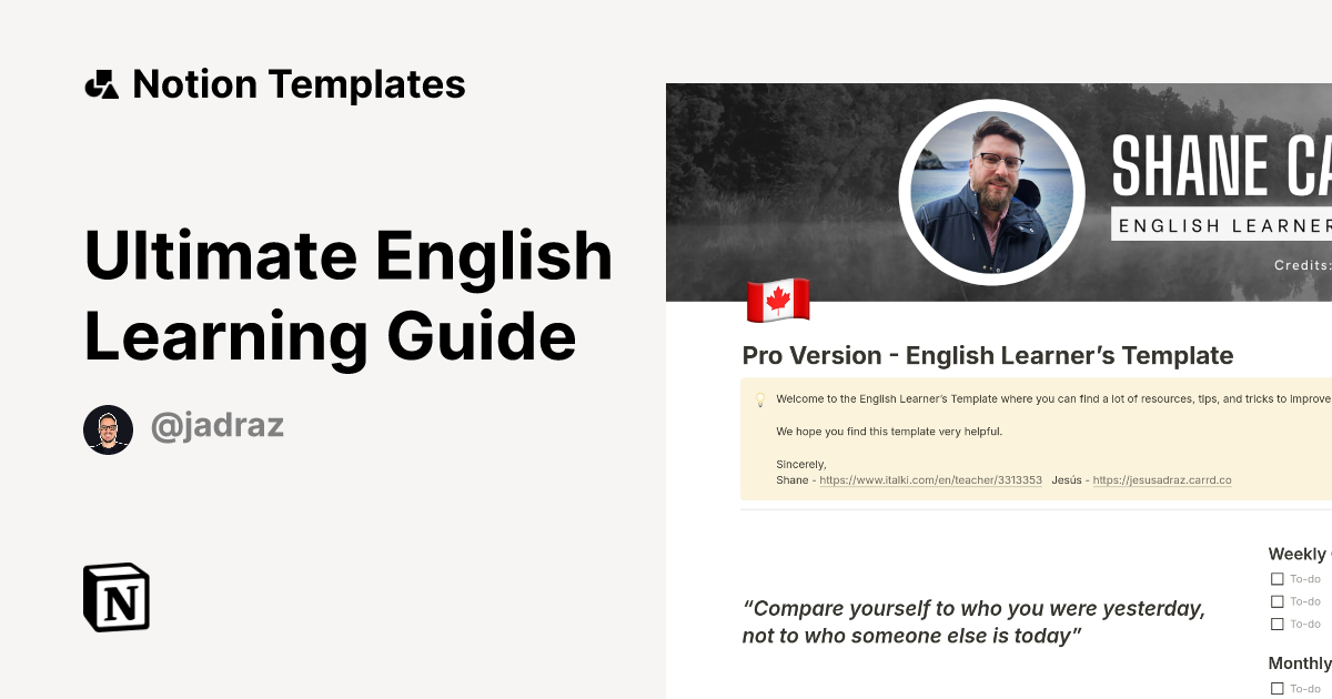 Ultimate English Learning Guide Template | Notion Marketplace