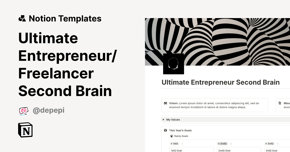 Ultimate Entrepreneur/Freelancer Second Brain Template | Notion Marketplace