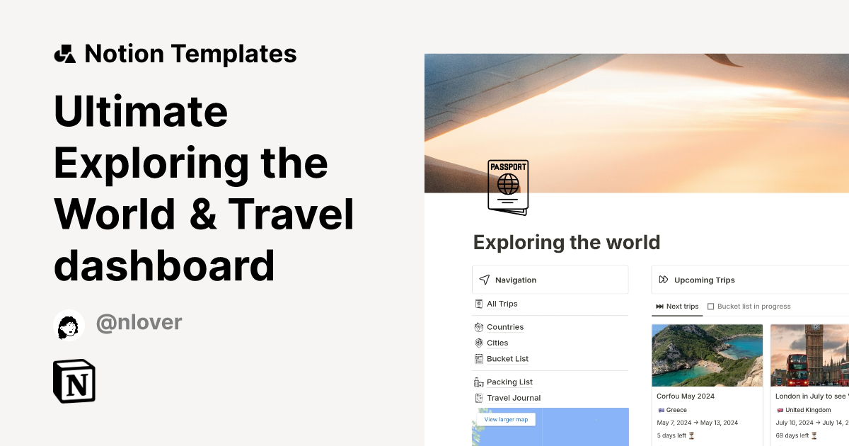 Ultimate Exploring the World & Travel dashboard Template by Célia | Notion Marketplace