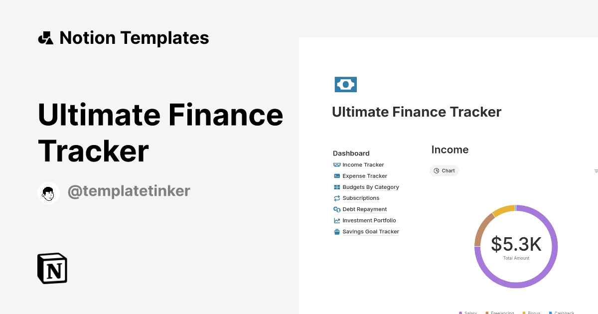 Ultimate Finance Tracker Template by TemplateTinker | Notion Marketplace