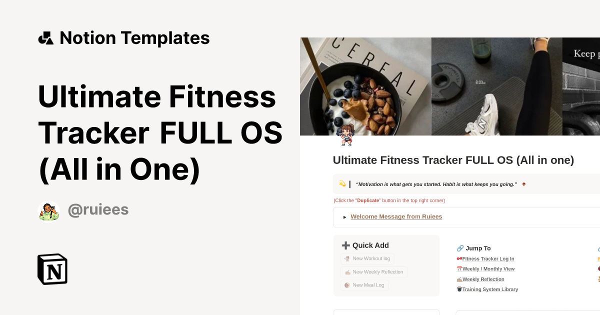 Ultimate Fitness Tracker FULL OS (All in One) Template by Ruiees ...