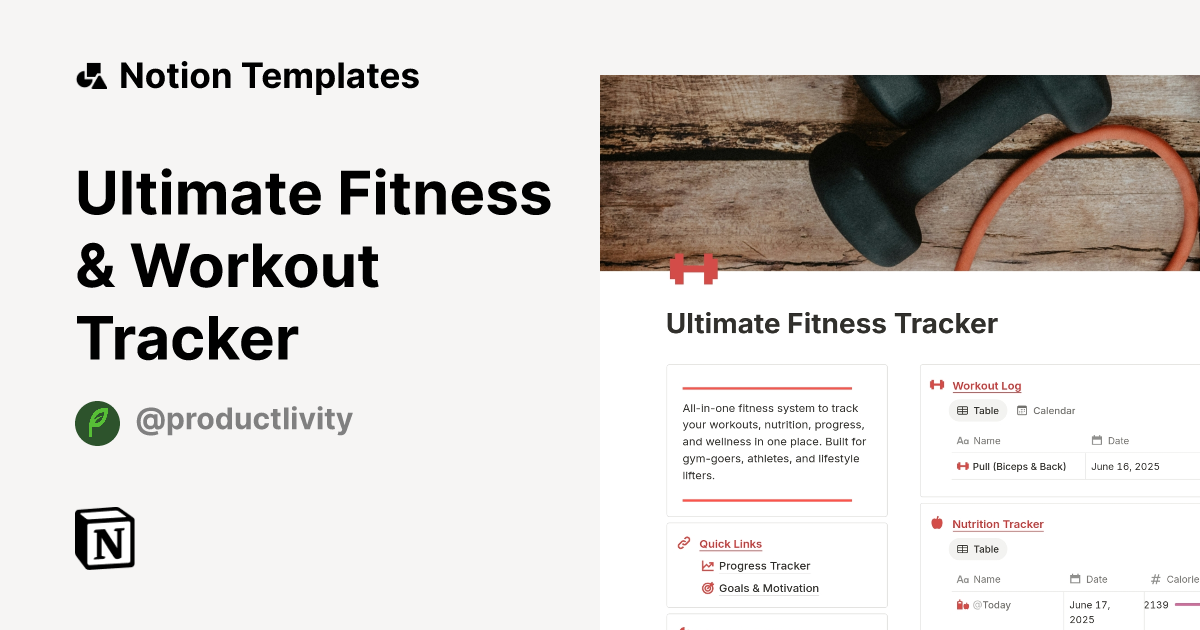 Ultimate Fitness & Workout Tracker Template | Notion Marketplace