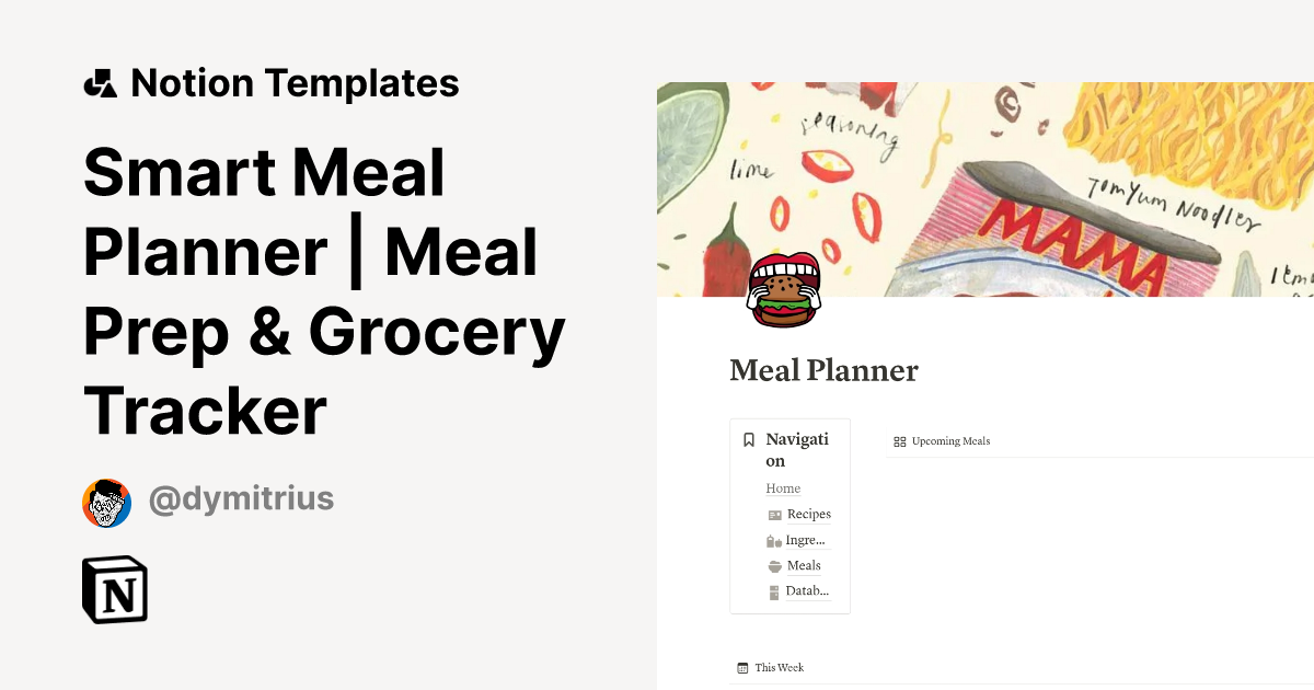 Smart Meal Planner | Meal Prep & Grocery Tracker Template | Notion ...